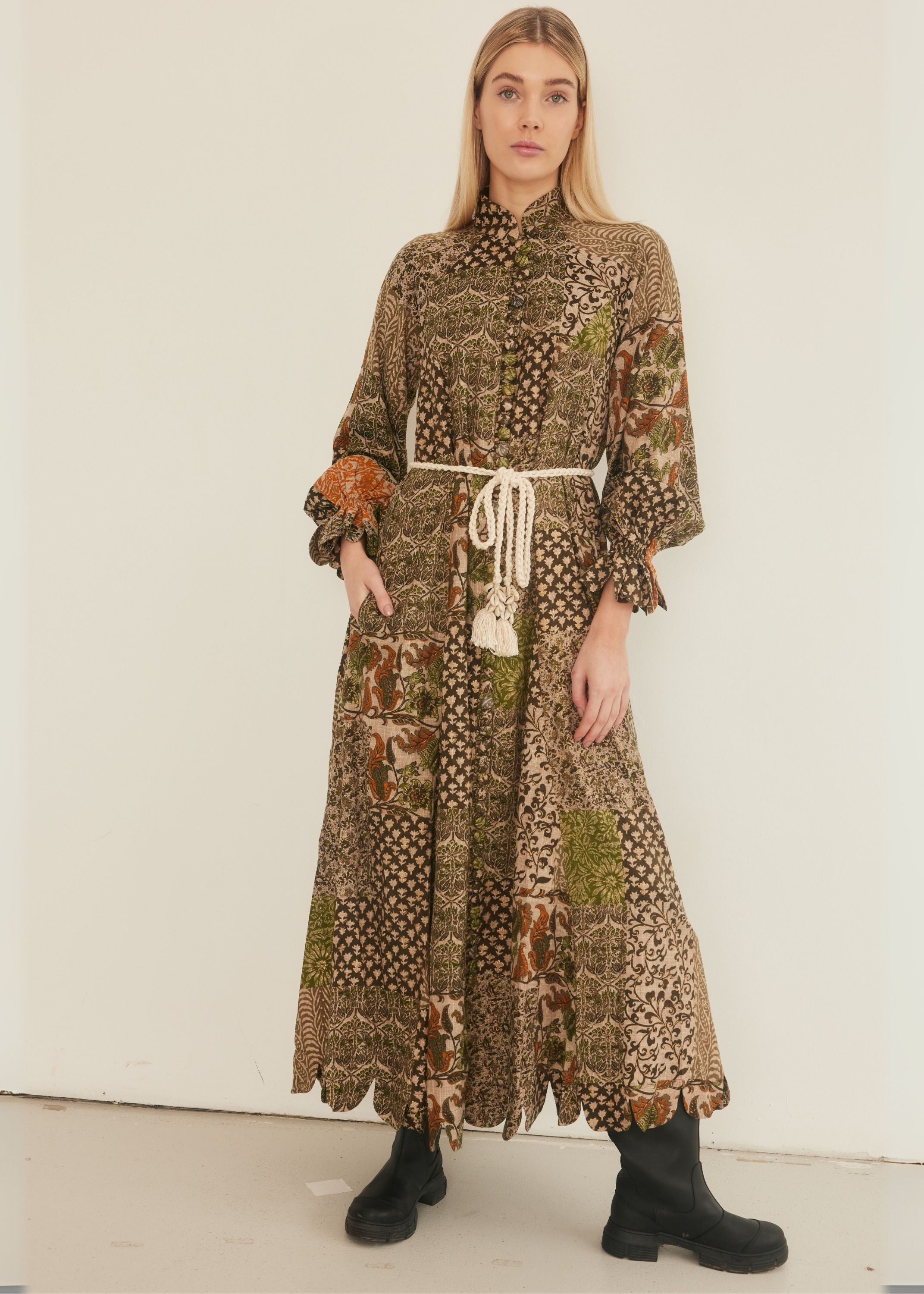 Amira Long-Sleeved Dress, Seaweed | Organic & Ethically Made Women's ...