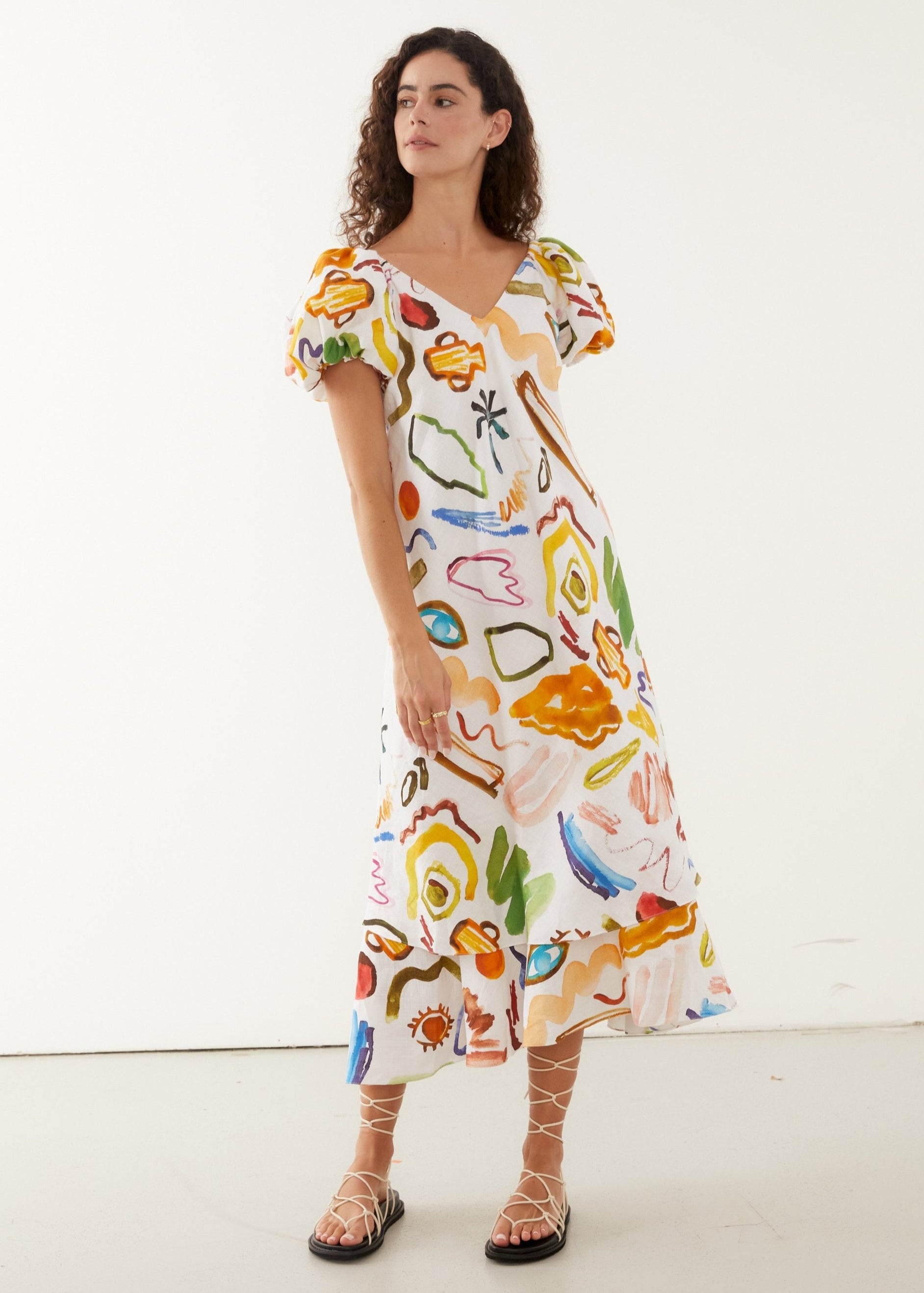 Tara Midi Dress, Day Dream Print | Luxury & Ethically Made Women's ...